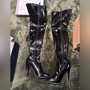 Shoes | Patent Leather Thigh High Boots | Poshmark